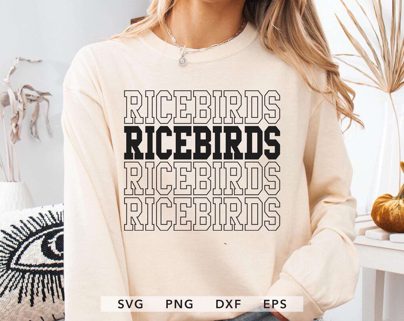 Ricebirds SVG, PNG, Dxf, Eps, Stacked Block Letter Ricebirds Shirt ...