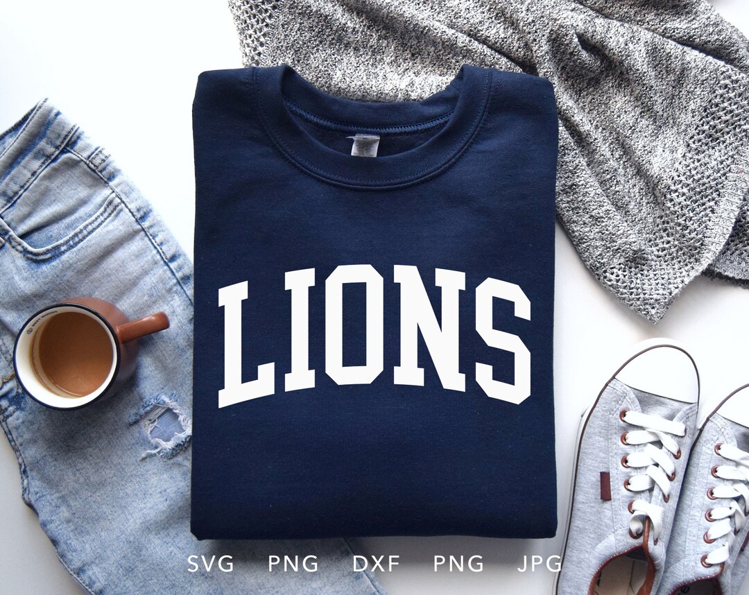 Lions SVG, PNG ,dxf, Jpg, Eps, Trendy Lions Arched Varsity Shirt ...