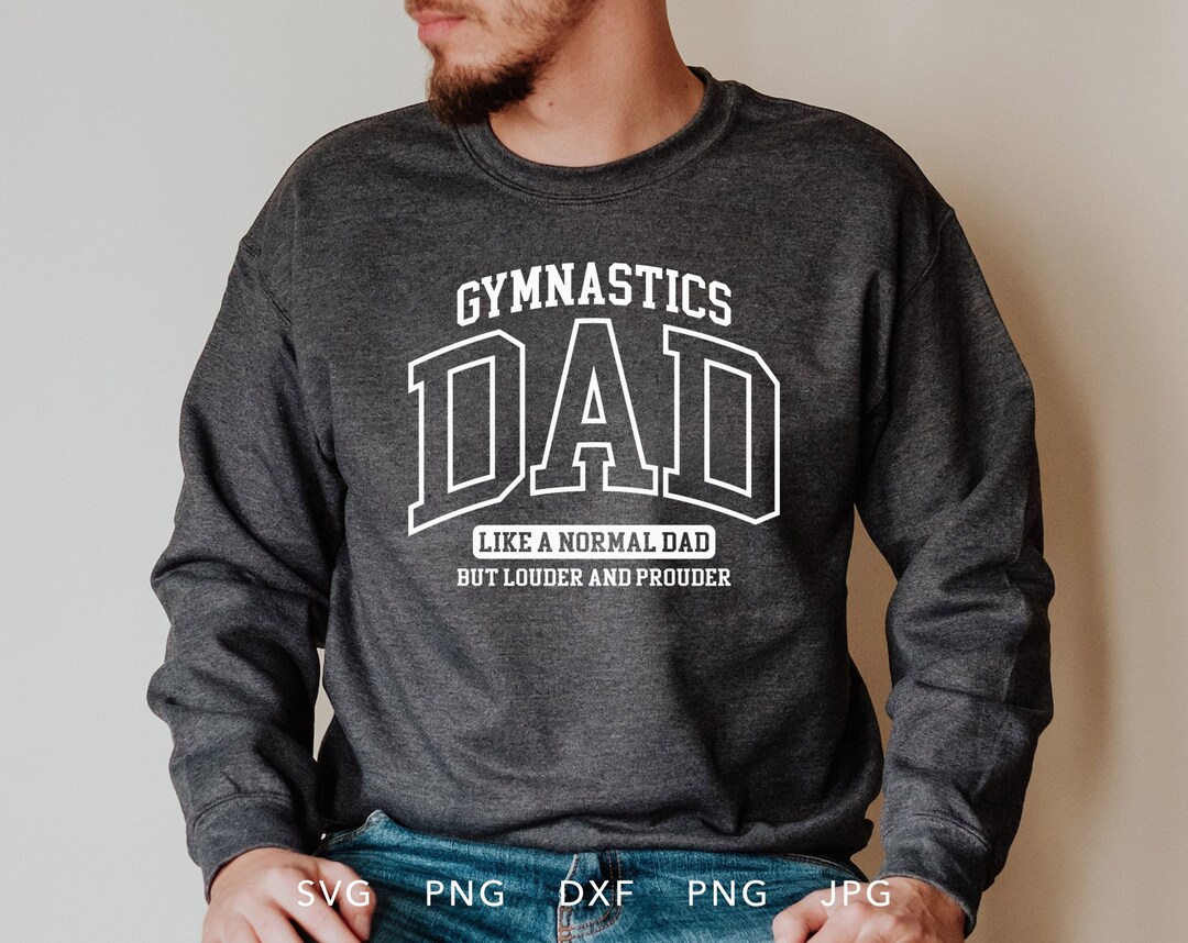 Gymnastics Dad SVG, DXF, PNG, Jpg, Eps, Arched Varsity Font Gymnastics ...