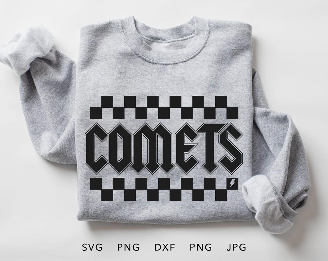 Comets Checkered SVG, PNG, Dxf, Jpg, Eps, Retro Comets Team Spirit Sublimation Design, Comets ...