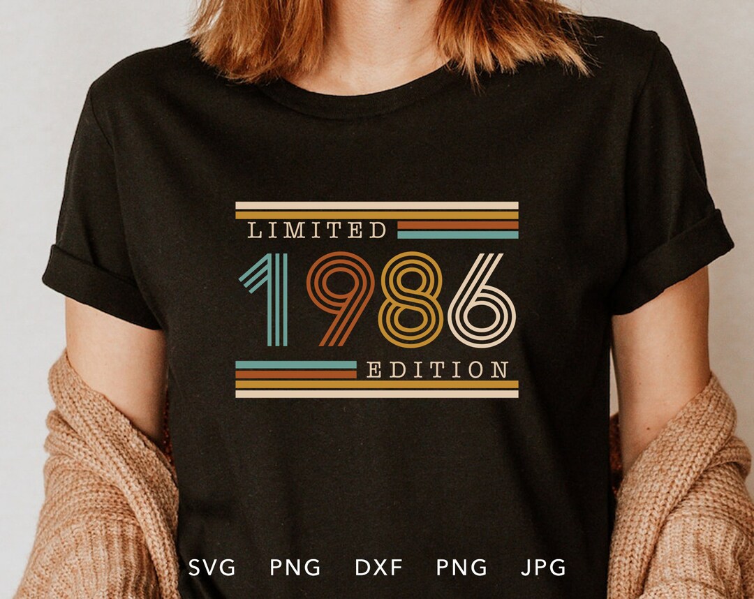 Vintage 1986 Limited Edition SVG, PNG, DXF, Jpg, Eps, Retro Birthday ...