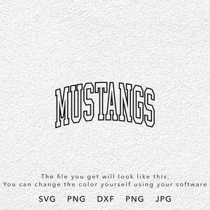 Mustangs SVG, PNG, Dxf, Jpg, Eps, Mustangs Arched Varsity Silhouette ...