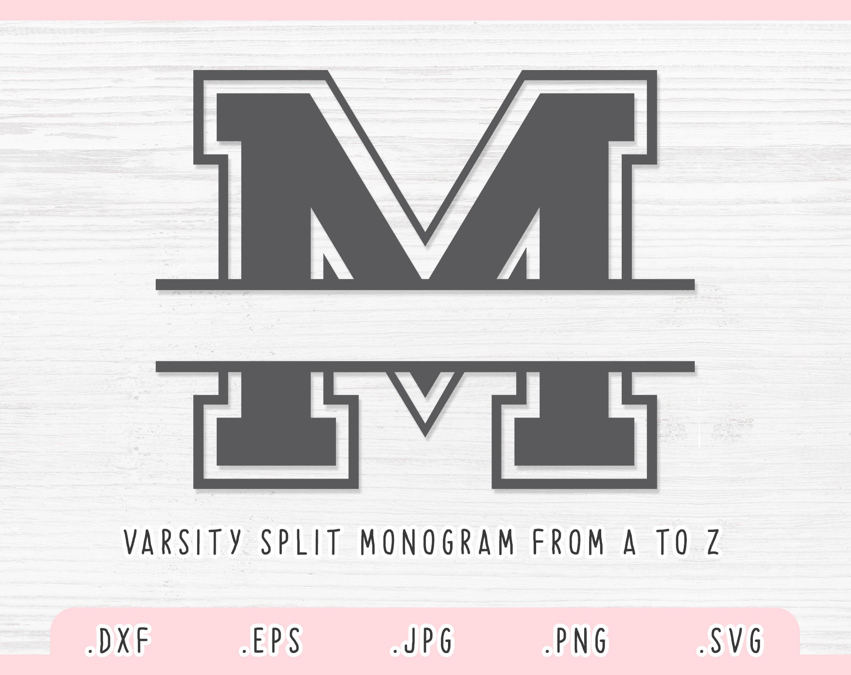 Split Monogram SVG Varsity Monogram SVG DXF Jpg Png Eps | Etsy