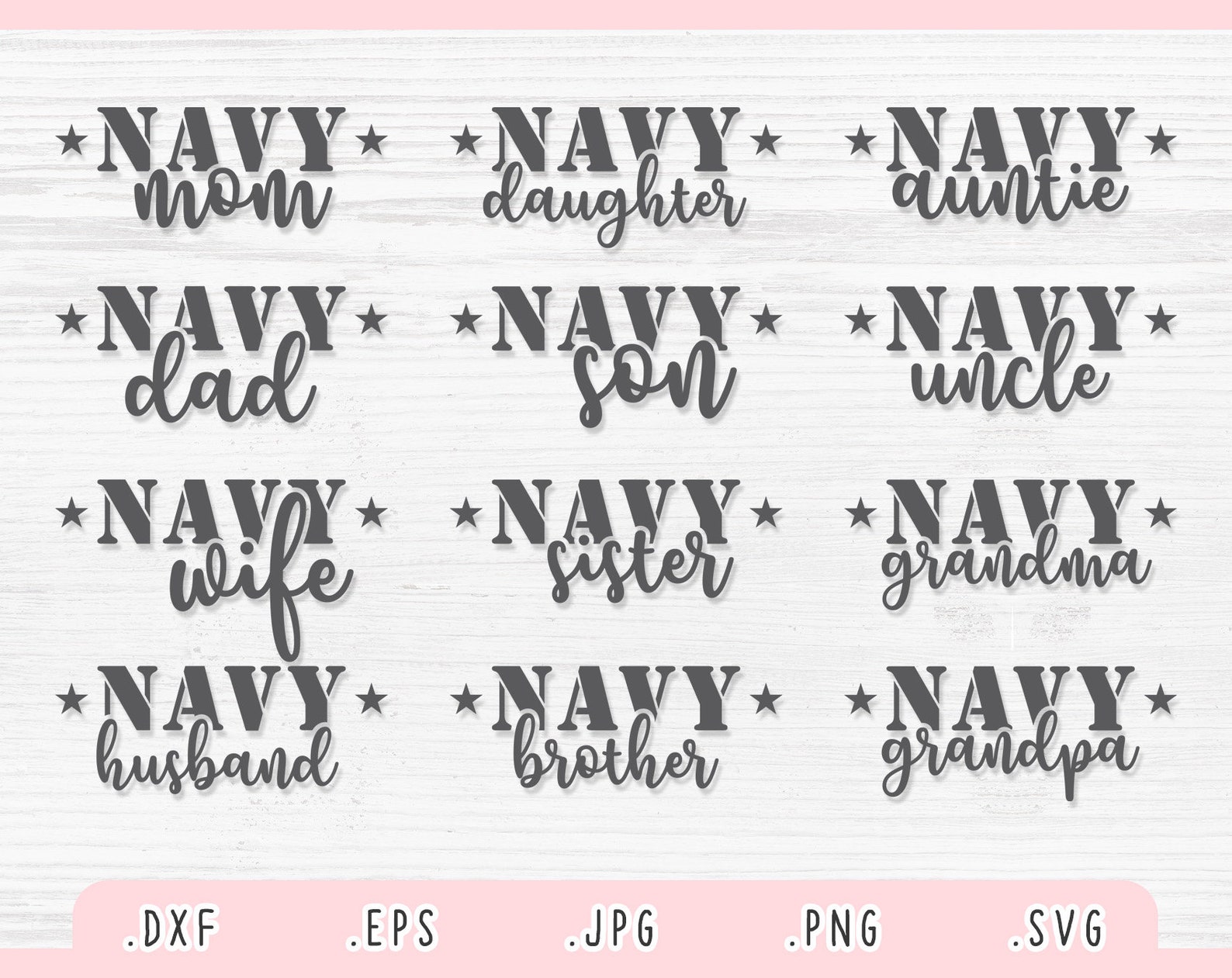 US Navy Family Bundle Svg, Eps, Dxf, Jpg, Png, Navy Mom Svg, Navy Dad ...