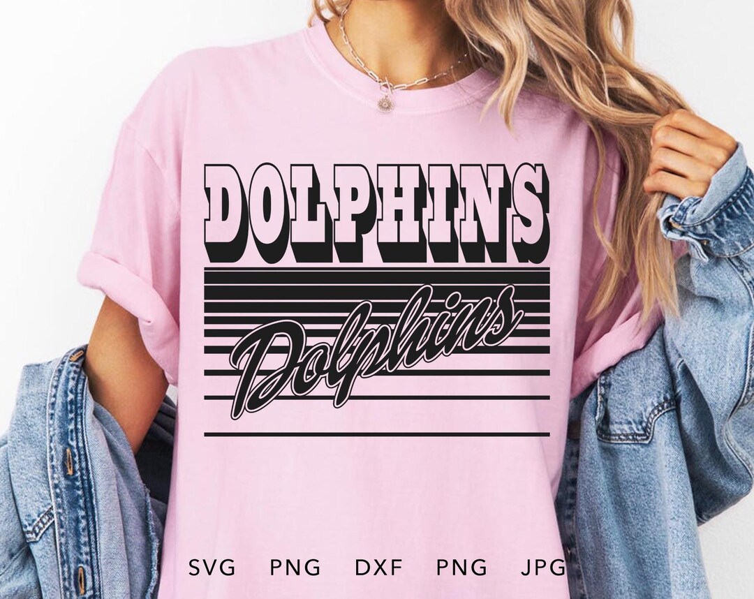 Dolphins SVG, PNG, Dxf, Jpg, Eps, Retro Dolphins Game Day Silhouette ...