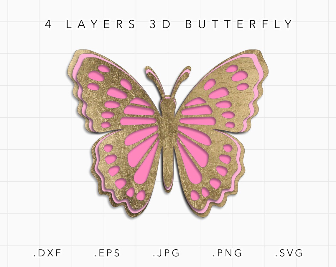 Butterfly SVG Butterfly DXF Eps Stacked Butterfly Svg 3D - Etsy