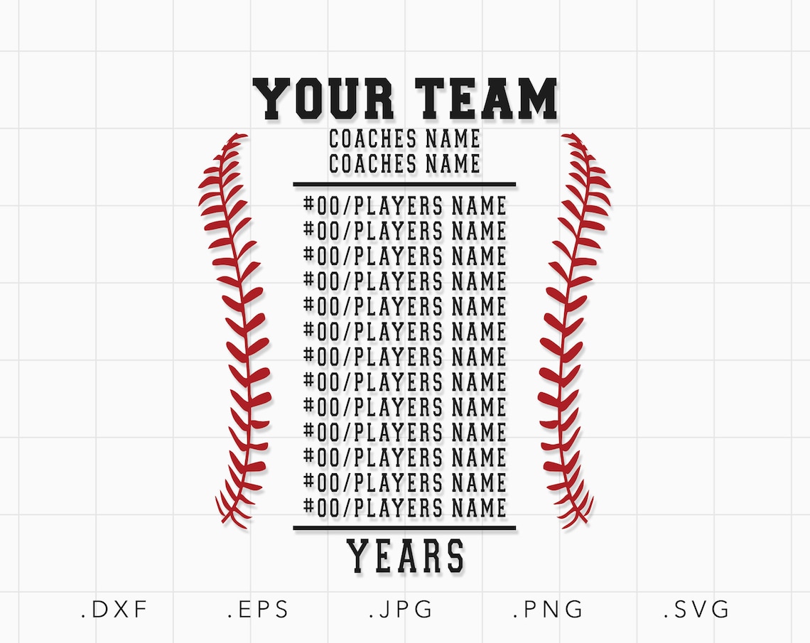 Baseball Player List SVG Dxf Jpgpng Eps Baseball Champion - Etsy