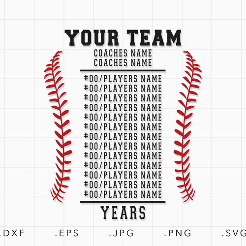 Baseball Player List SVG Dxf Jpgpng Eps Baseball Champion - Etsy