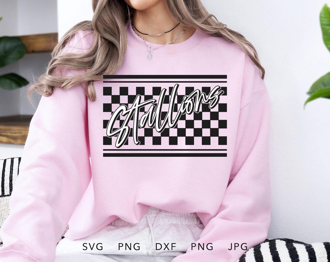 Stallions Checkered SVG, PNG, Dxf, Jpg, Eps, Retro Stallions Sport ...
