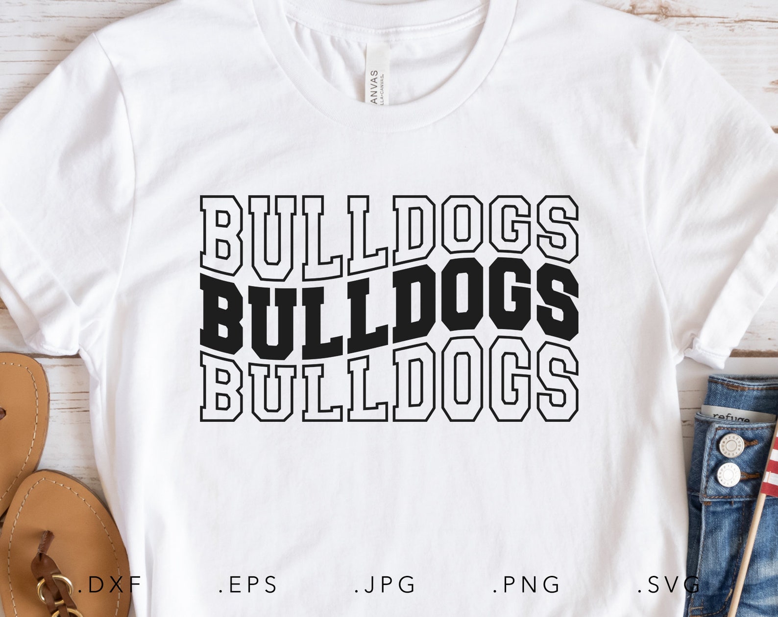 Bulldogs Stacked Varsity SVG, PNG ,dxf, Jpg, Eps, Bulldogs Wavy ...