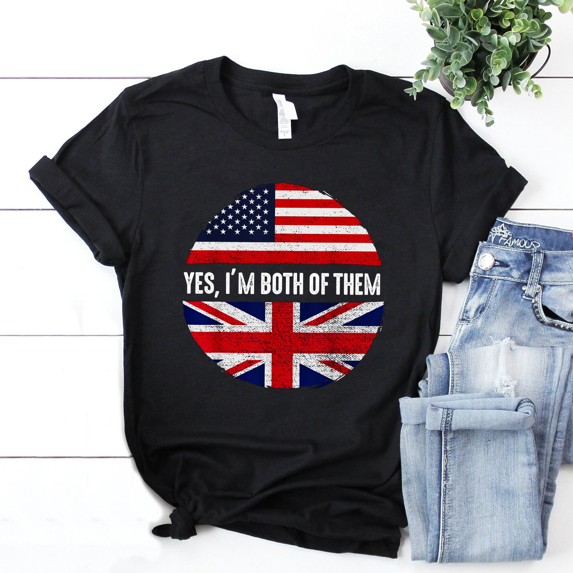 Half American Half British USA Flag United Kingdom Flag Shirt - Etsy