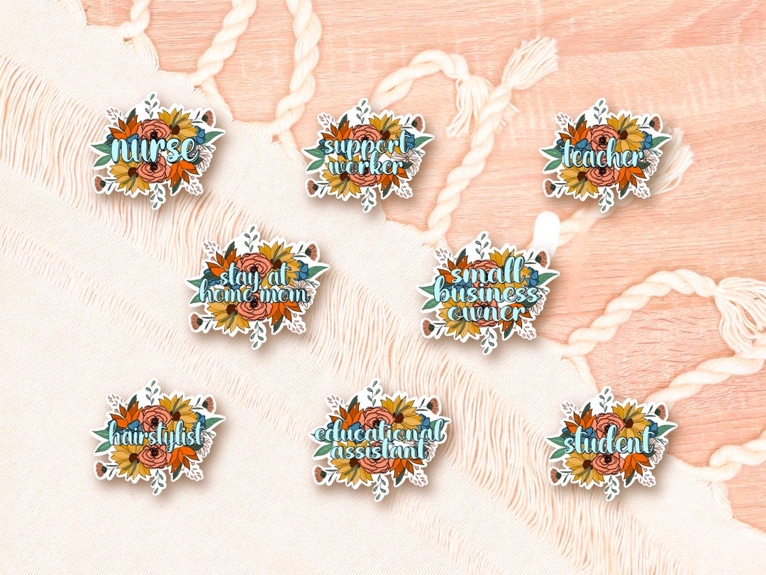 Occupation Bouquet Vinyl Sticker Water Bottle Sticker Job - Etsy