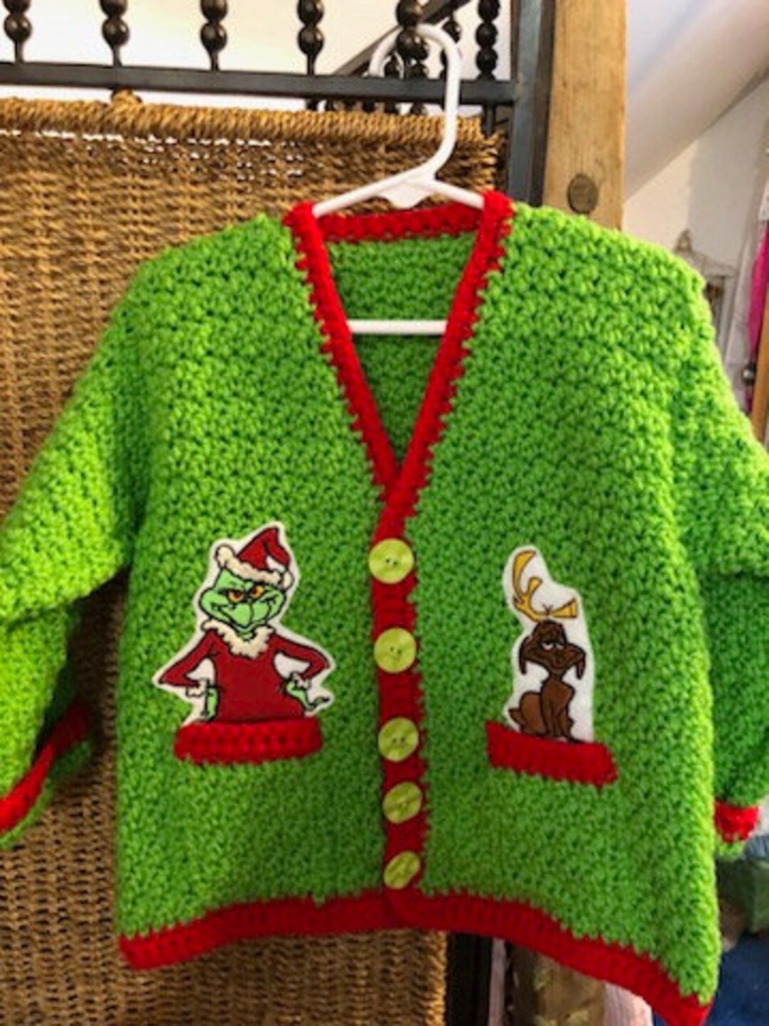 Grinch Cardigan Sweater (s3) - Etsy