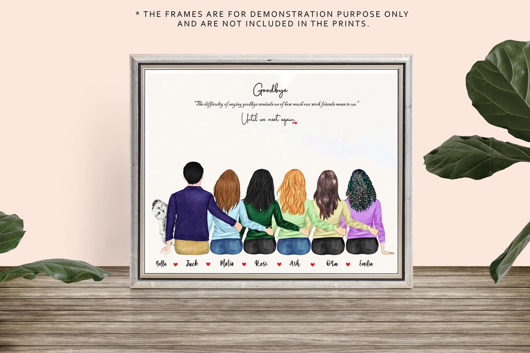 Personalized Goodbye Work Friends Portrait • Custom Farewell Gift •work ...