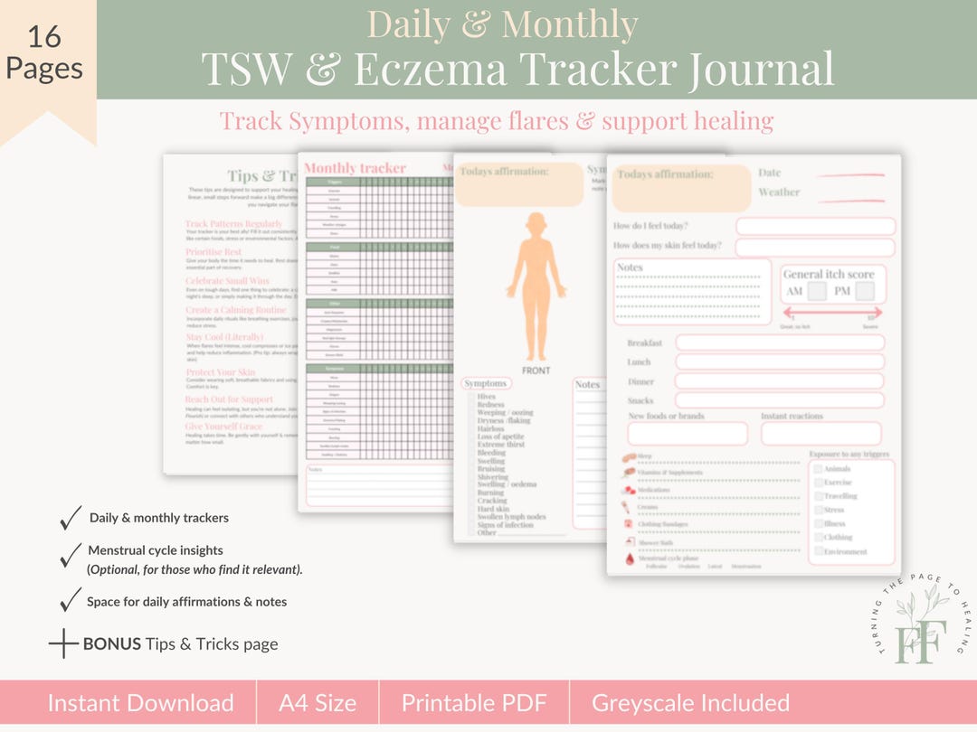 Daily/monthly Eczema Log. Topical Steroid Withdrawal (TSW), Eczema ...