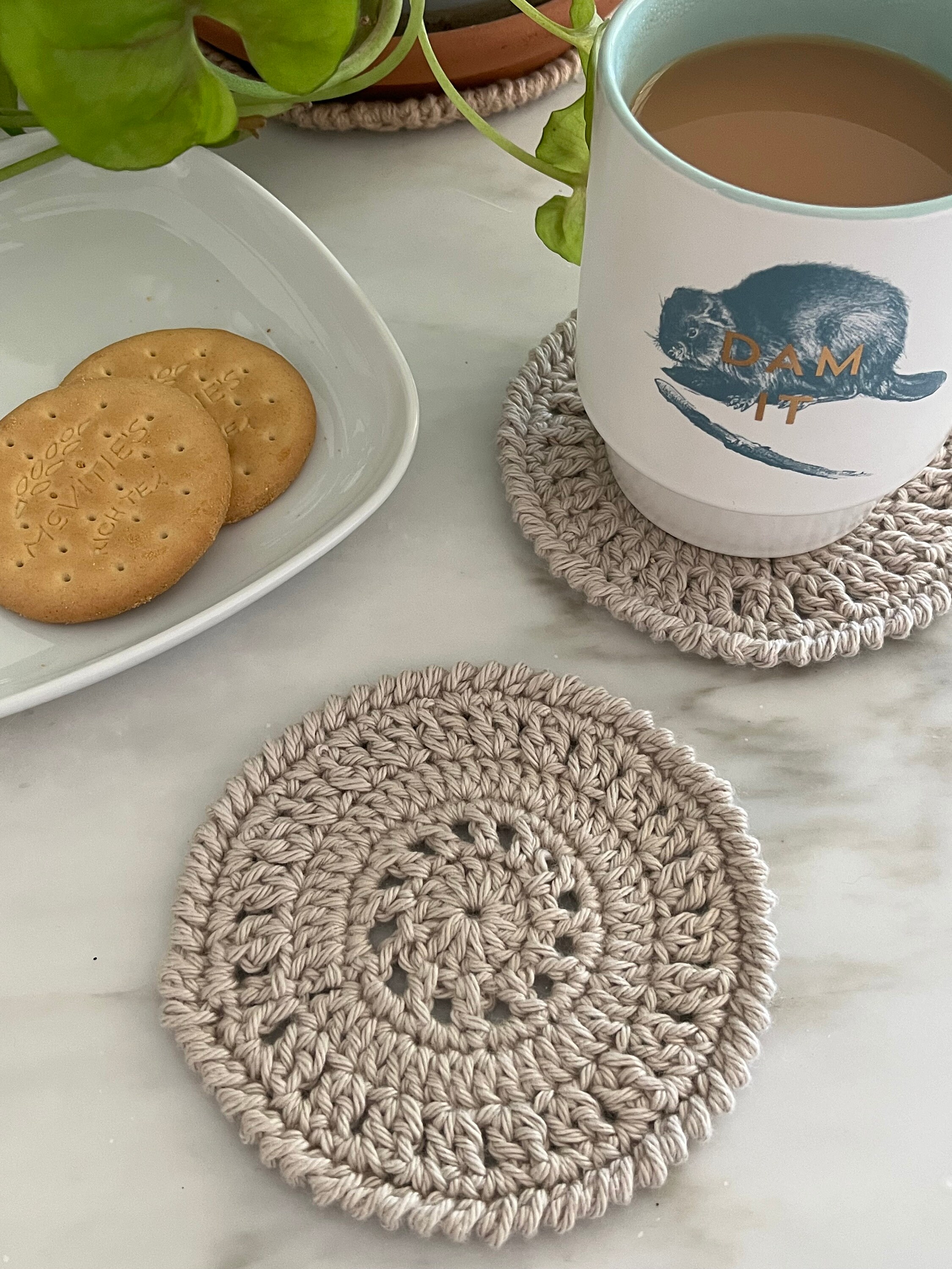 Organic Cotton Crochet Coasters, Vegan Cotton Coaster, Housewarming ...