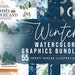 Winter Digital Paper & Clipart Holiday Watercolor Graphics | Etsy