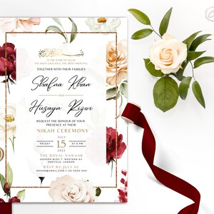 Editable Nikkah Invite Template, Gold Custom Muslim Wedding Invitation ...