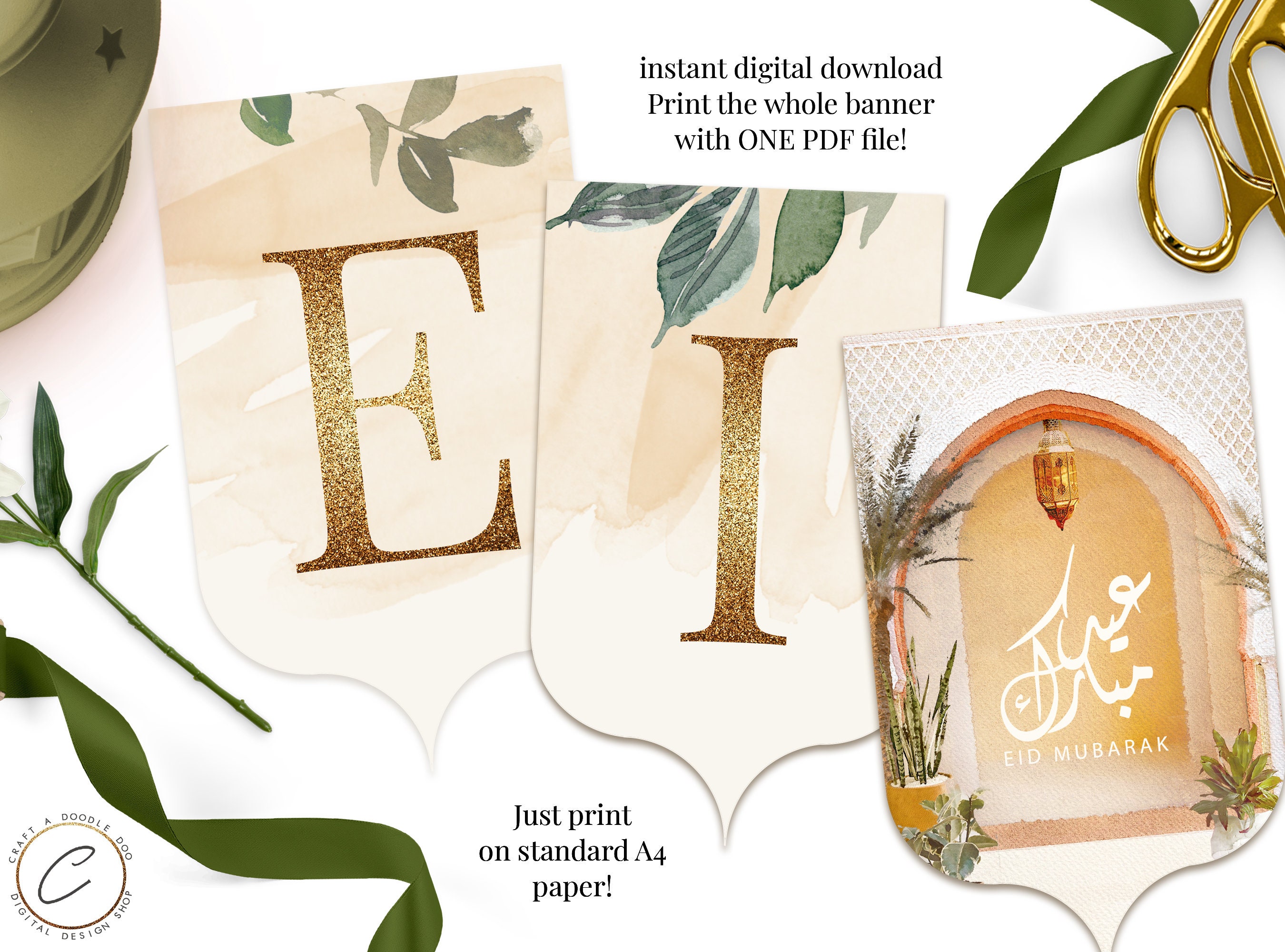 Modern Eid Mubarak Banner Instant Printable Digital Download - Etsy