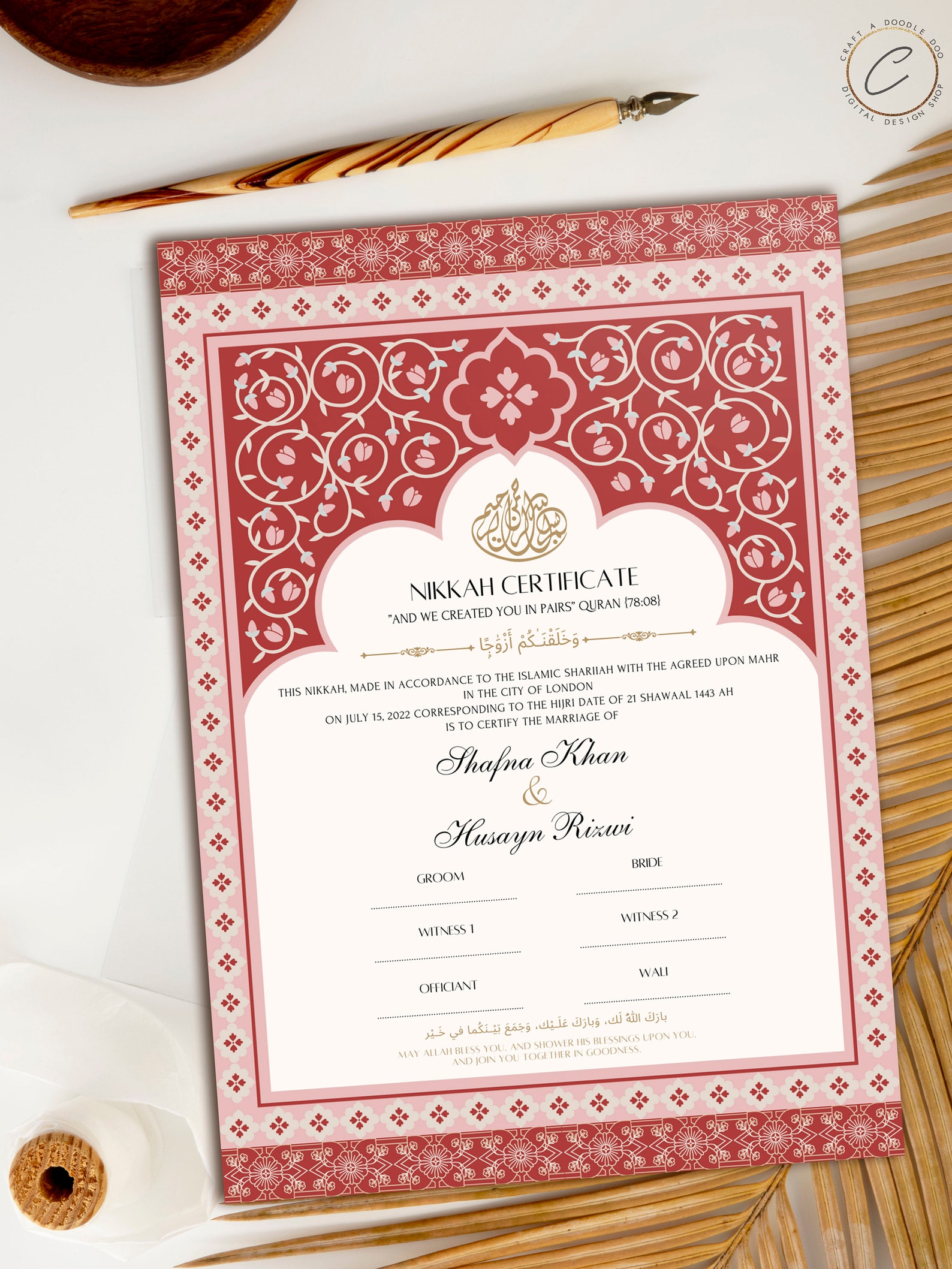Nikkah Contract Template Geometric Islamic Editable NIKAHNAMA - Etsy