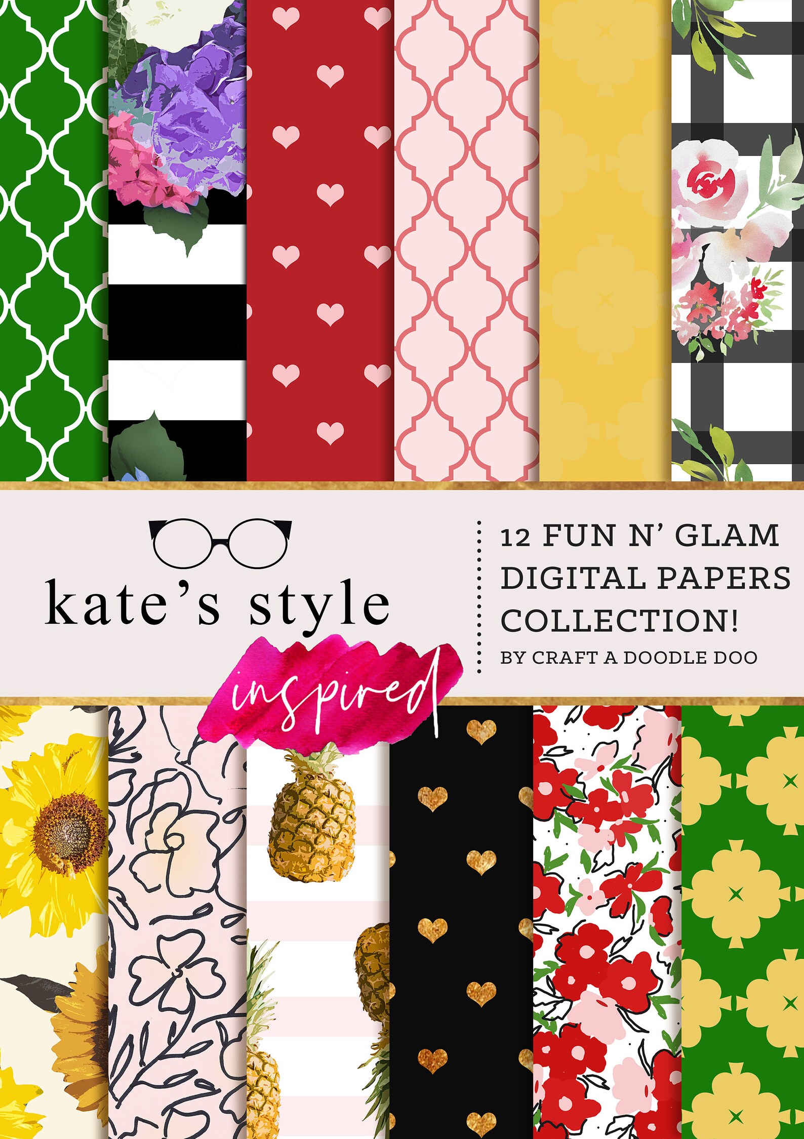 Kate's Style Digital Paper Pack Spade Inspired - Etsy