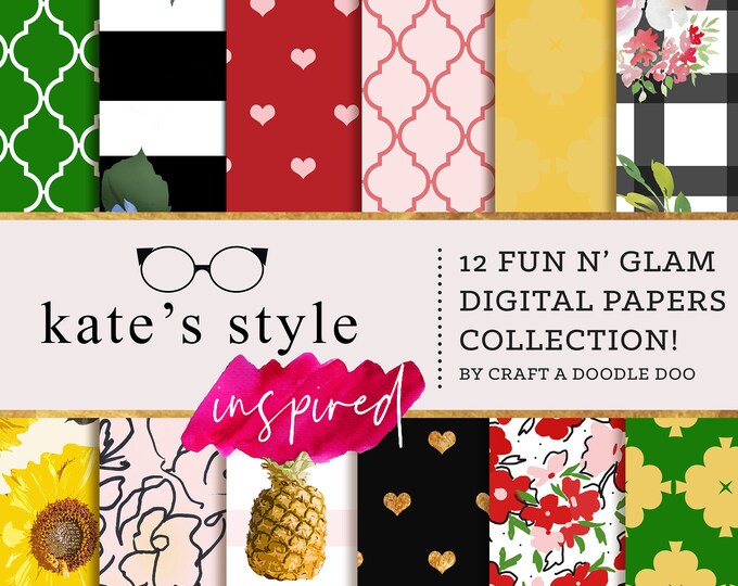 Kate's Style Digital Paper Pack Spade Inspired - Etsy