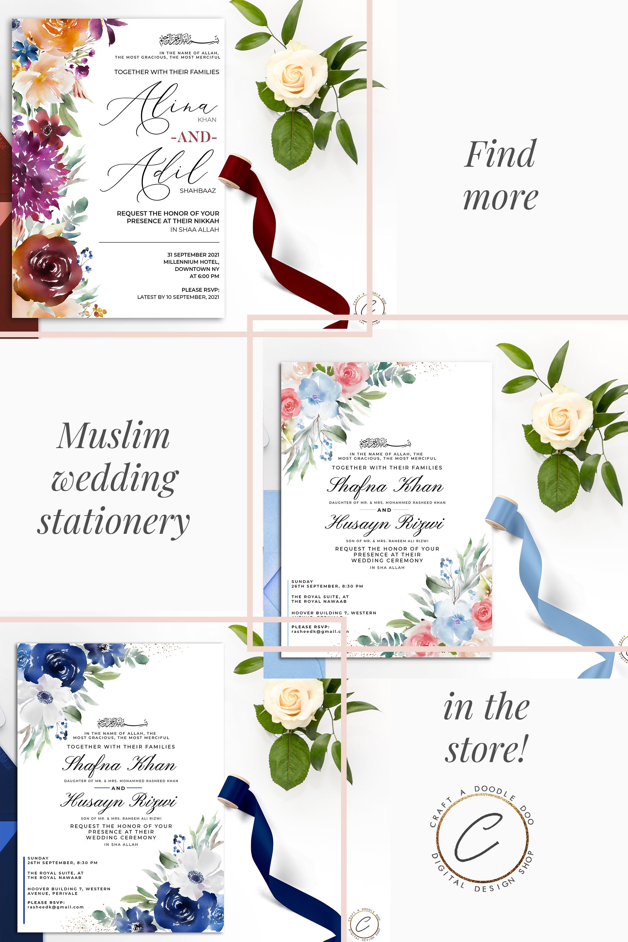 Editable Nikah Card Invitation Digital Download Floral | Etsy