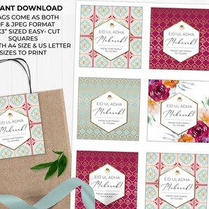 Set of 4 Eid Al Adha Gift Tags, Printable Digital Download, Eid Mubarak ...
