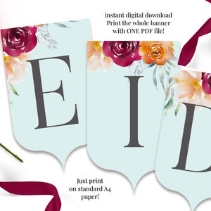Eid Mubarak Banner, Instant Printable Digital Download PDF, Happy Eid ...