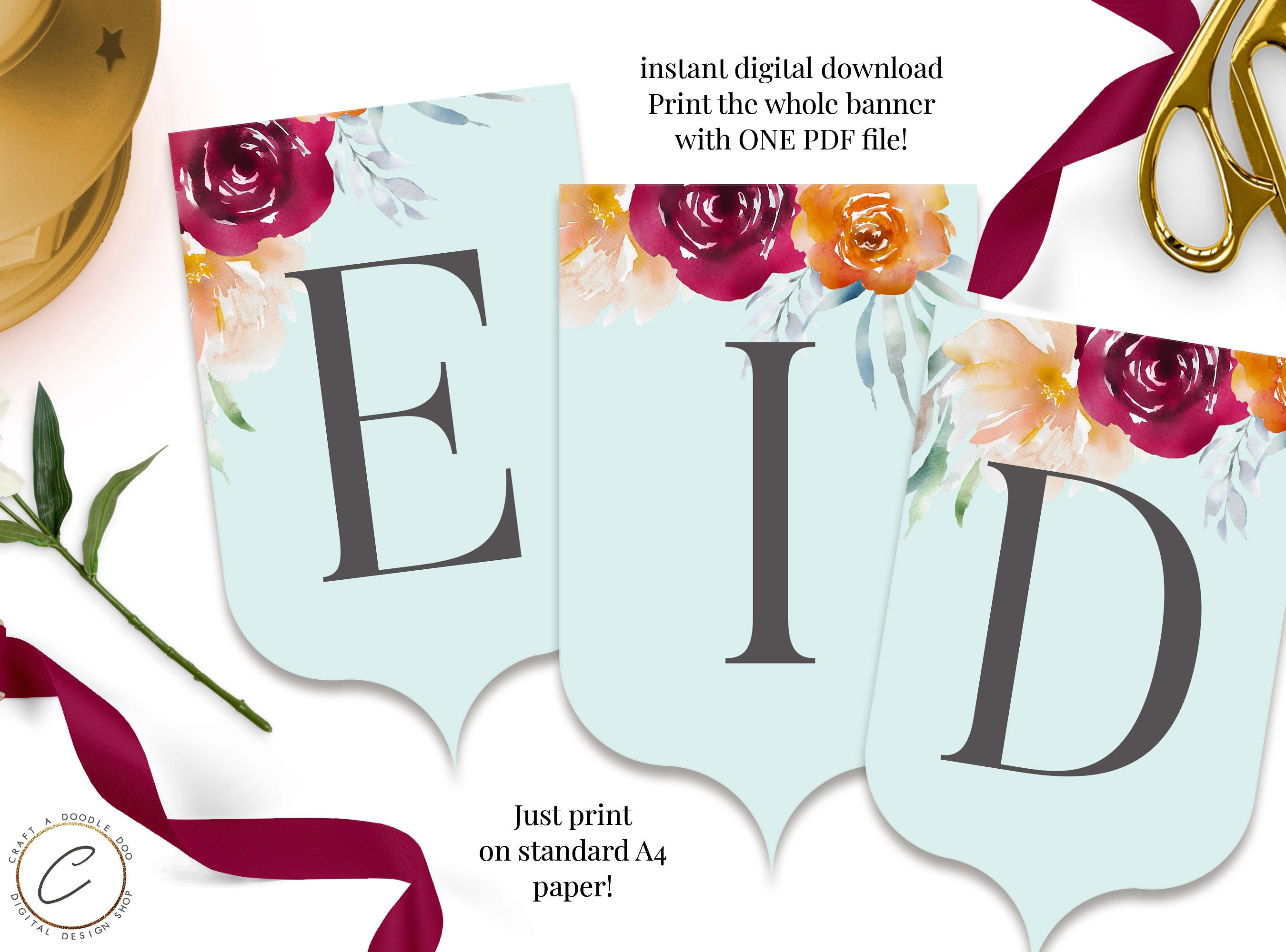 Eid Mubarak Banner Instant Printable Digital Download PDF - Etsy