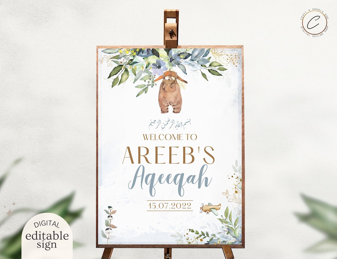 Editable Aqeeqah Welcome Sign Digital Template Custom Boy - Etsy