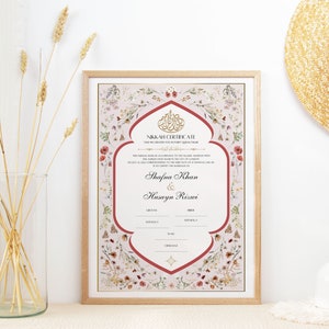 Nikkah Contract Template, Floral Islamic NIKAHNAMA Digital Download ...