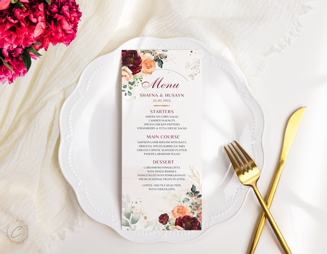 Editable Muslim Wedding Menu Template DIGITAL DOWNLOAD, Printable ...