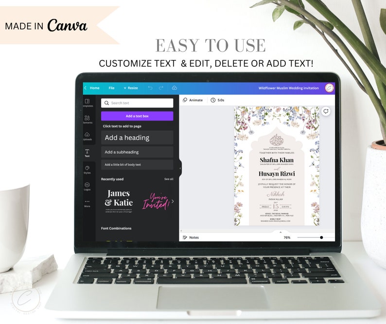 Digital Muslim Wedding Invitation Template Electronic - Etsy