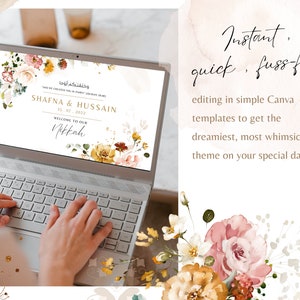 Muslim Wedding Welcome Sign Neutral Floral EDITABLE DIGITAL DOWNLOAD ...