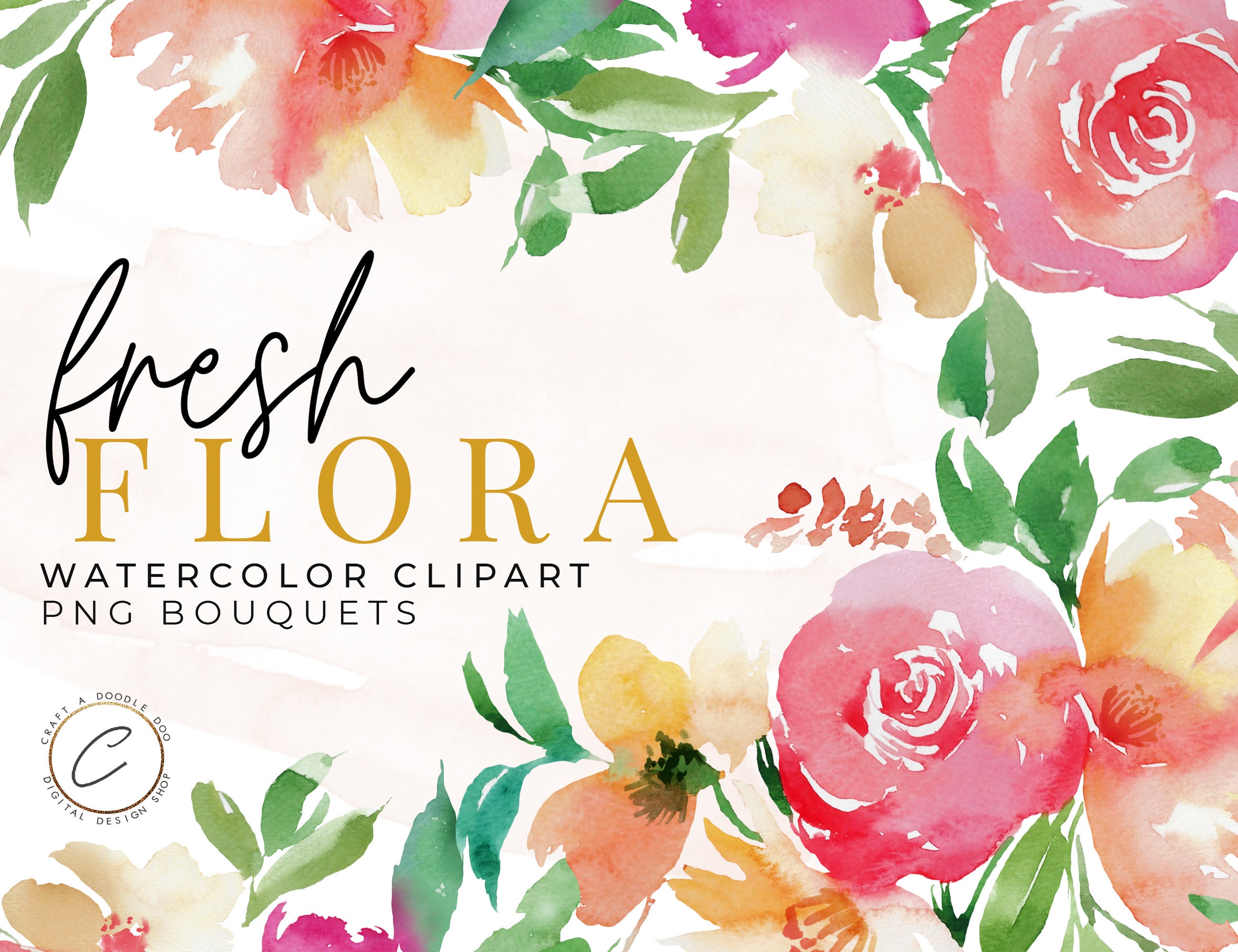 Watercolor Flower Clipart Commercial Set Floral PNG Bouquet - Etsy