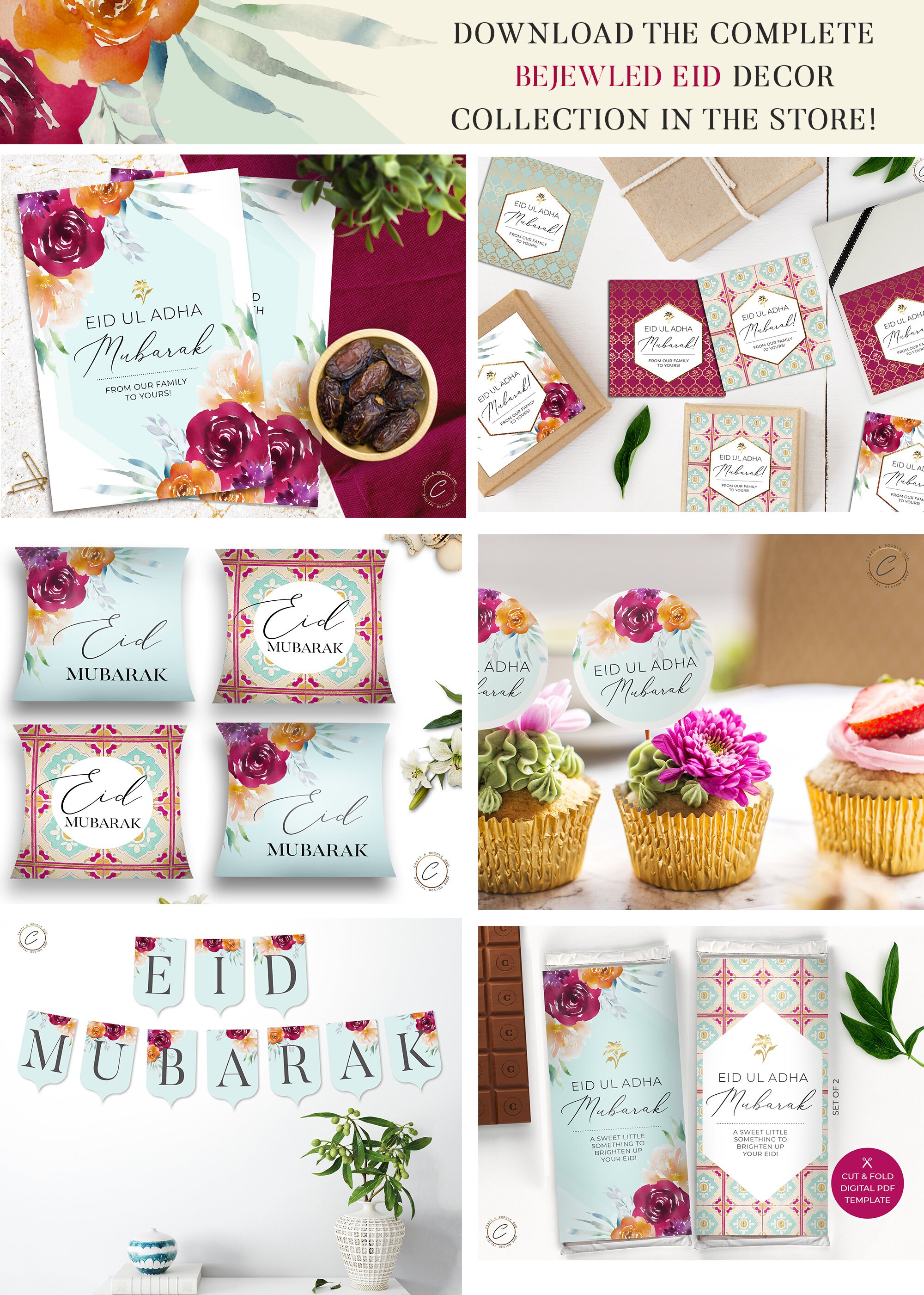 Eid Mubarak Banner Instant Printable Digital Download PDF - Etsy