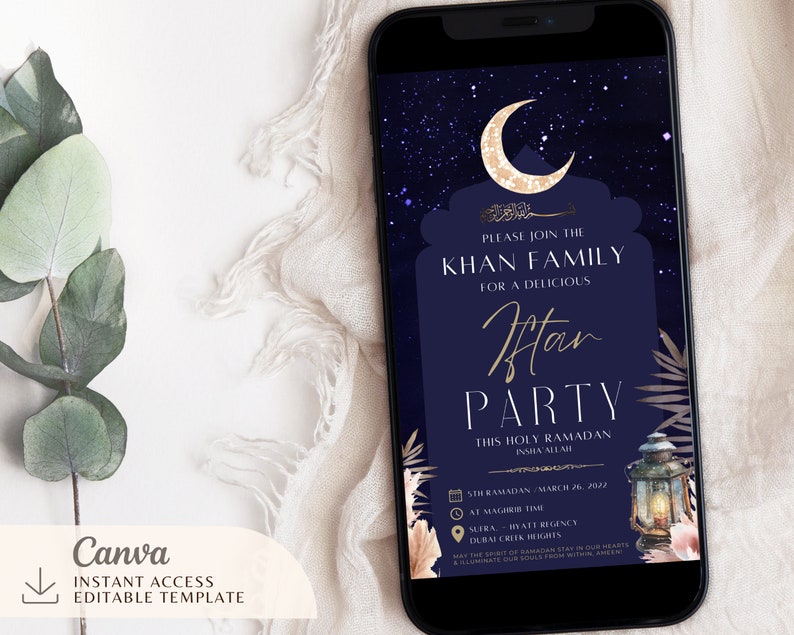 Editable Iftar Party Invitation Template Digital Download, Personalized ...