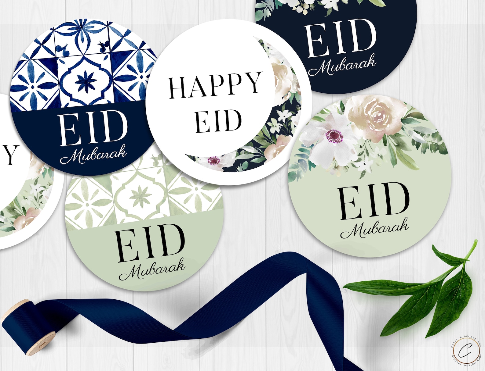 Set of 6 Eid Gift Tags, Printable Digital Download, Eid Mubarak ...