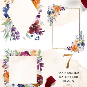 Boho Watercolor Floral Clipart Commercial Use, Rustic Flower ...