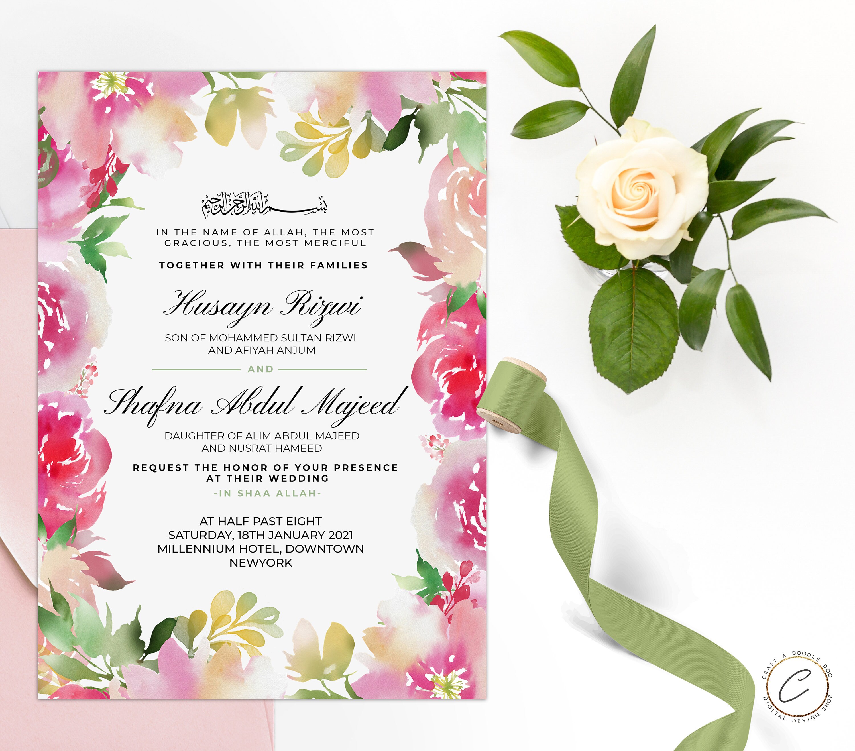 Editable Nikah Card Invitation Printable Digital Download - Etsy UK