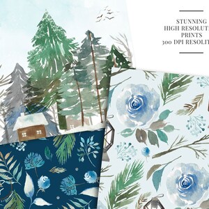 Winter Digital Paper & Clipart, Holiday Watercolor Graphics ...