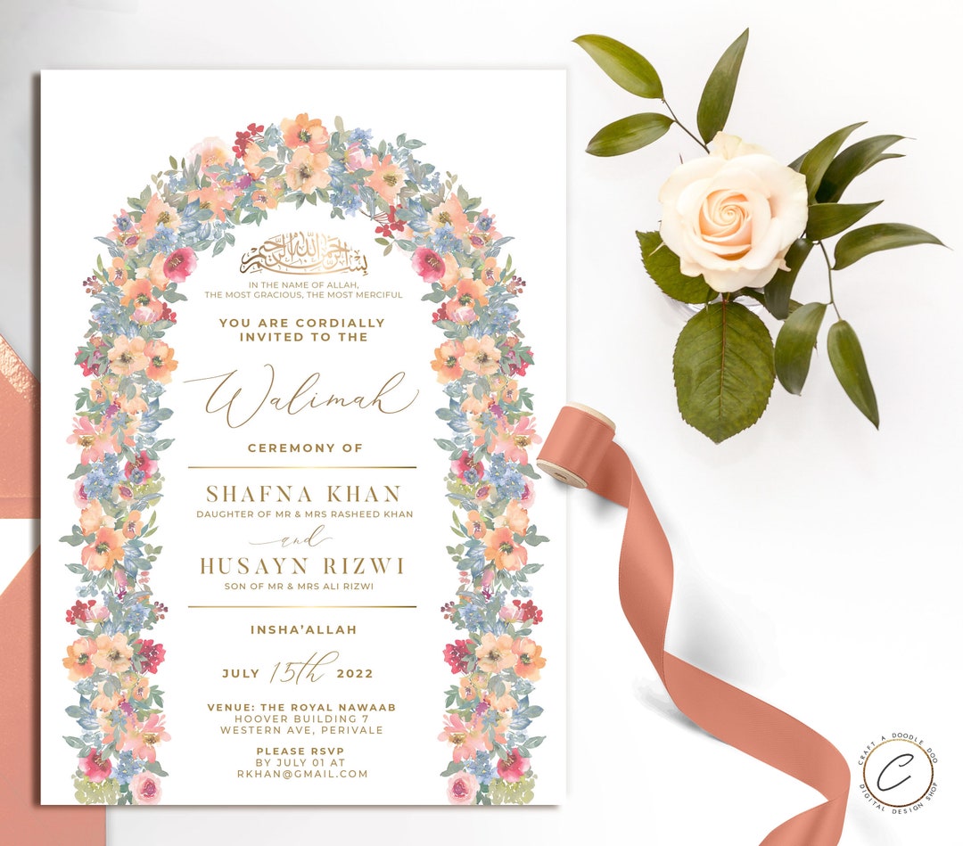 Unique Walima Invitation, Digital Download Custom Muslim Wedding Card ...