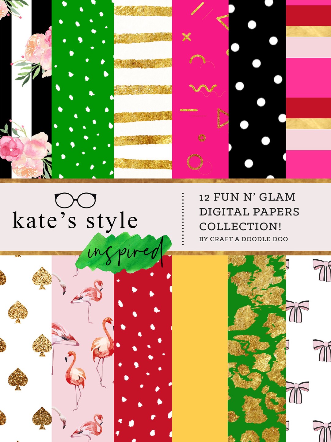 Kate's Style Digital Paper Pack | Spade Inspired Scrapbooking Papers ...