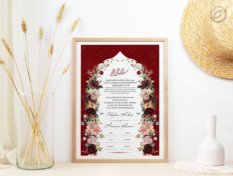 Nikkah Contract Template Floral Islamic NIKAHNAMA Digital - Etsy UK