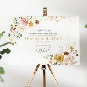 Muslim Wedding Welcome Sign Neutral Floral EDITABLE DIGITAL DOWNLOAD ...