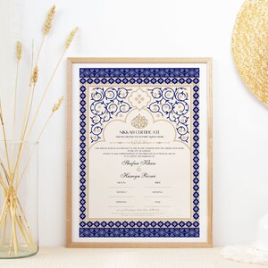 Nikah Contract Template, Geometric Navy Blue Editable NIKAHNAMA Digital ...