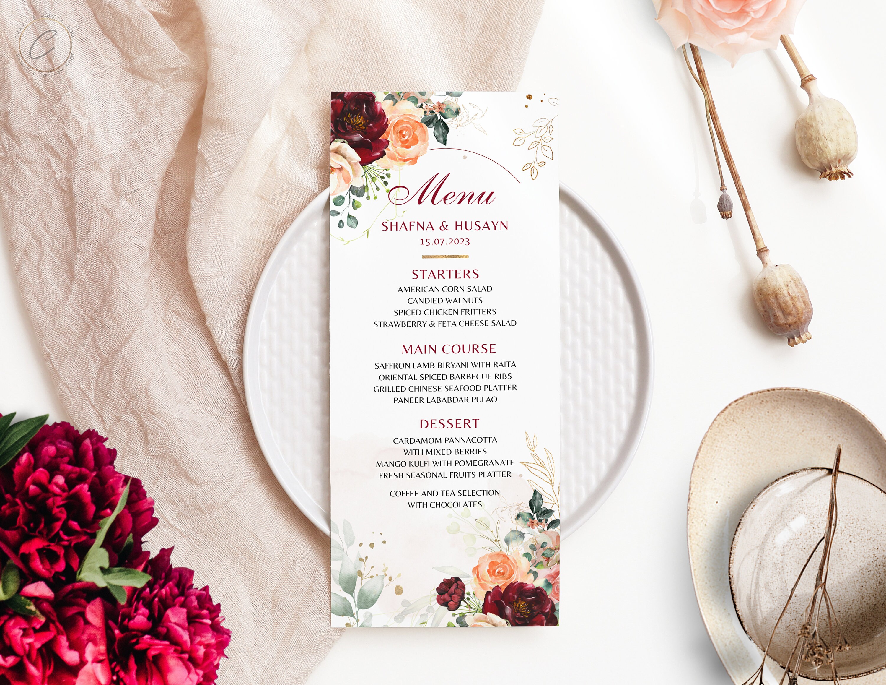 Editable Muslim Wedding Menu Template DIGITAL DOWNLOAD - Etsy Australia
