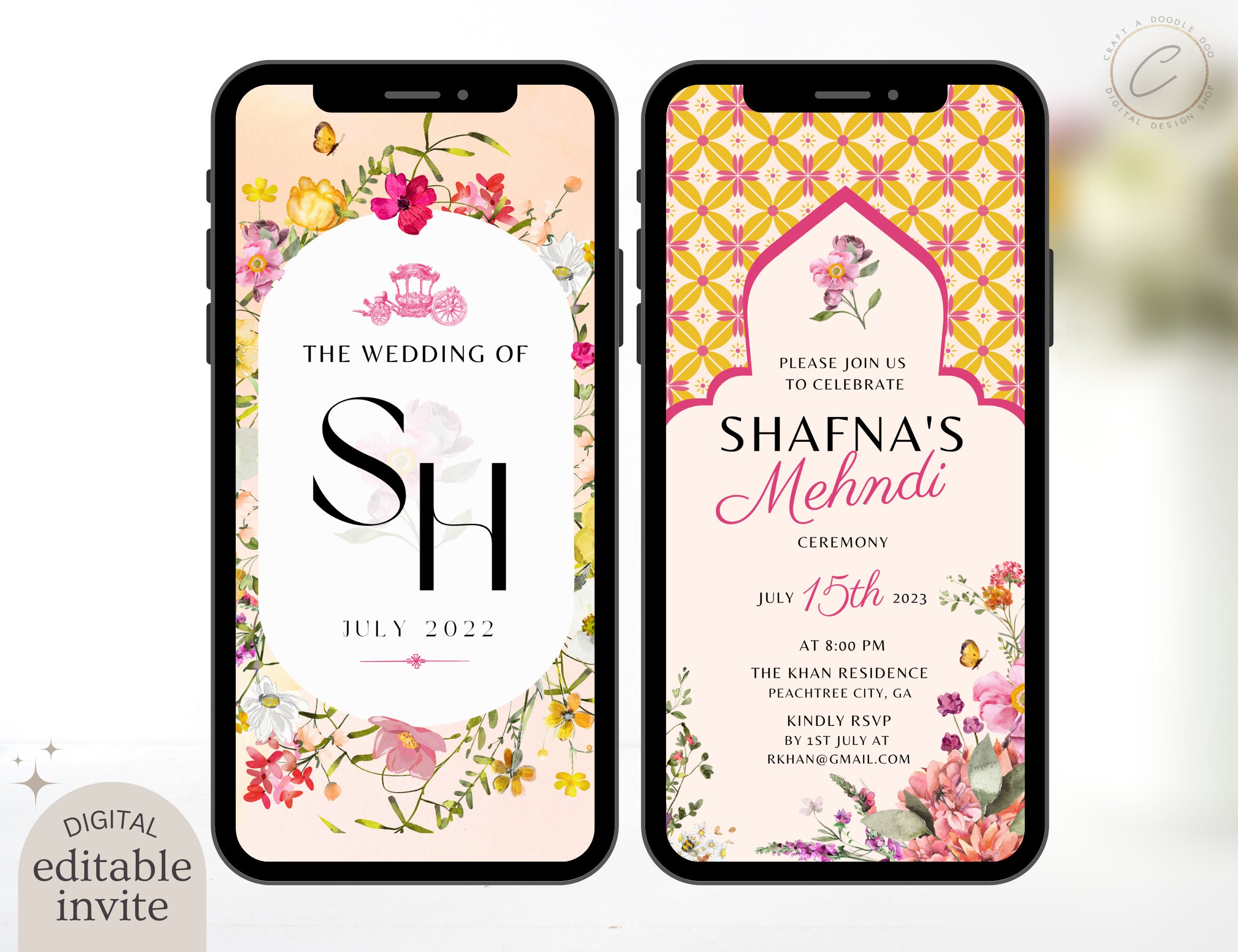 Digital Mehndi Wedding Invitation Template Electronic - Etsy