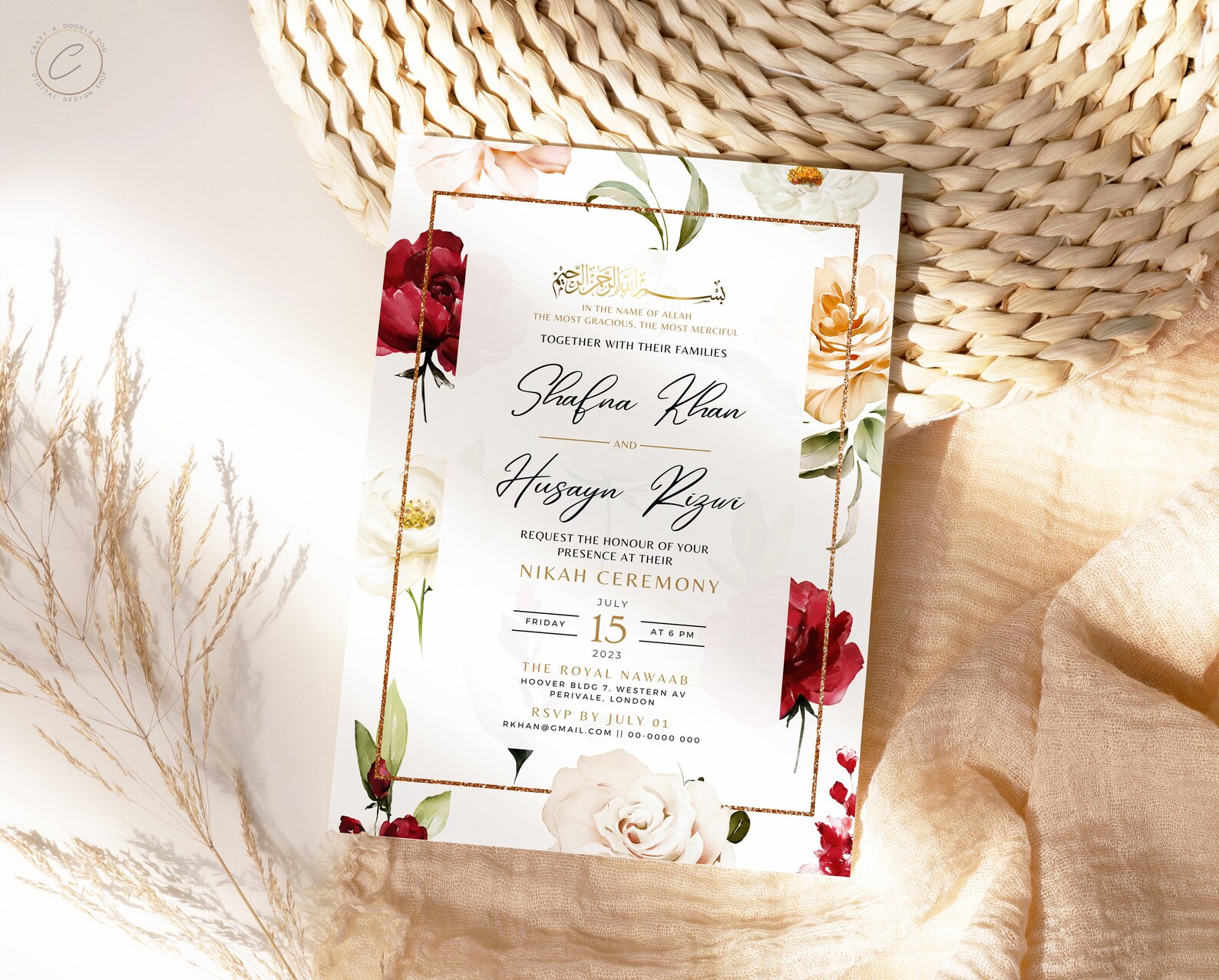 Editable Nikkah Invite Template Gold Custom Muslim Wedding - Etsy